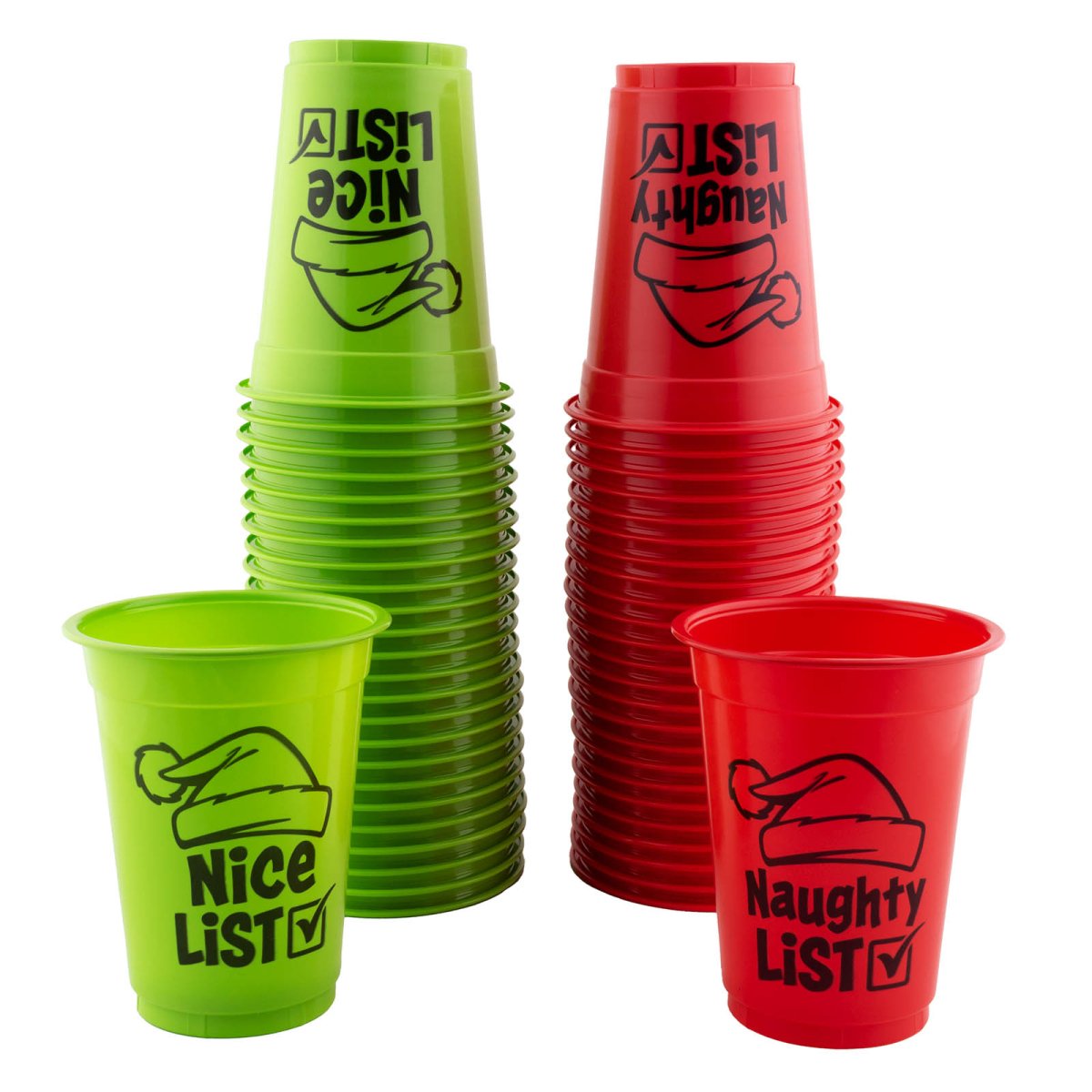 Naughty or Nice List Reusable Plastic Cups - 16oz - 50 pack — Bar Products