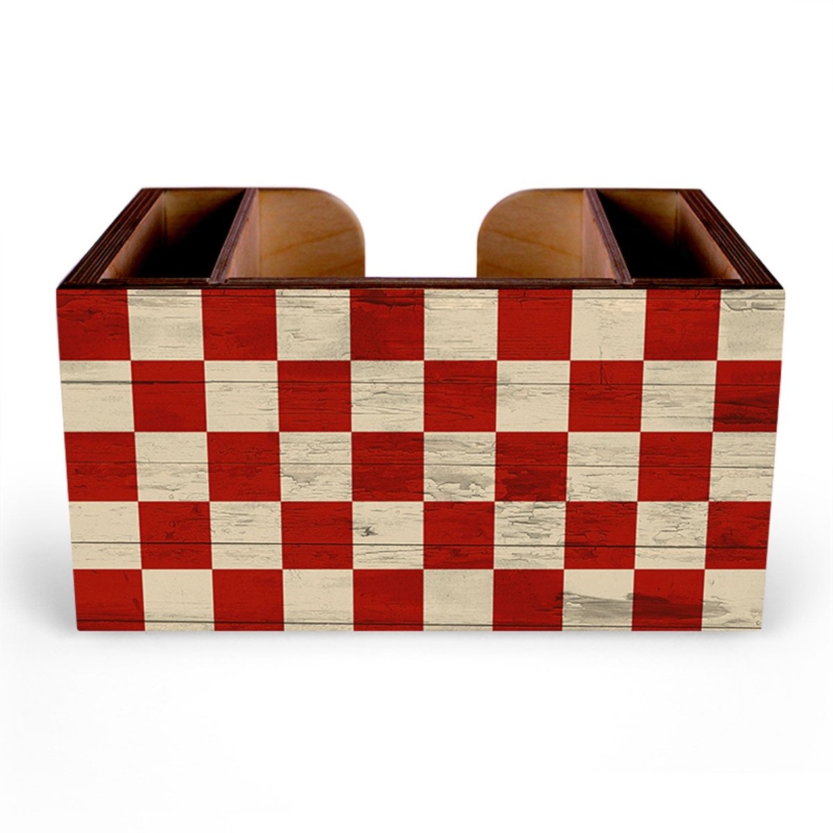 Wooden Bar Caddy - Red Checkerboard — Bar Products
