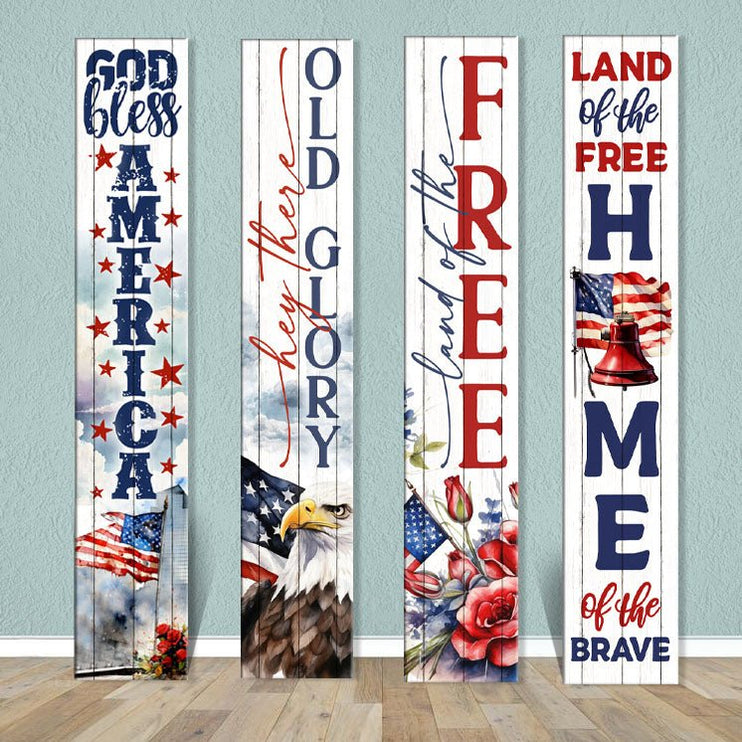 Vertical Porch Sign / Patriotic Collection Porch Signs / 8x46 Wooden S ...