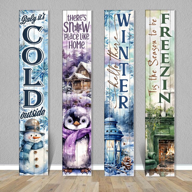 Vertical Porch Sign / Winter Collection Porch Signs / 8x46 Wooden Sign ...