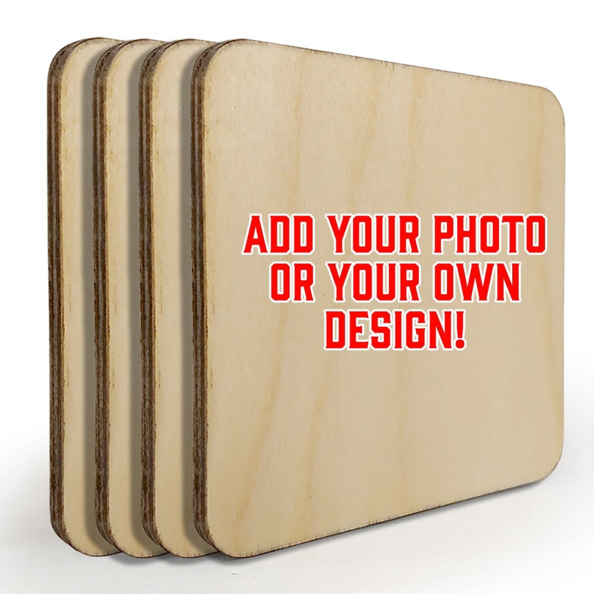 Custom Wooden Square Coasters - Upload Your Photo - Set of 4 w/ Coaste ...