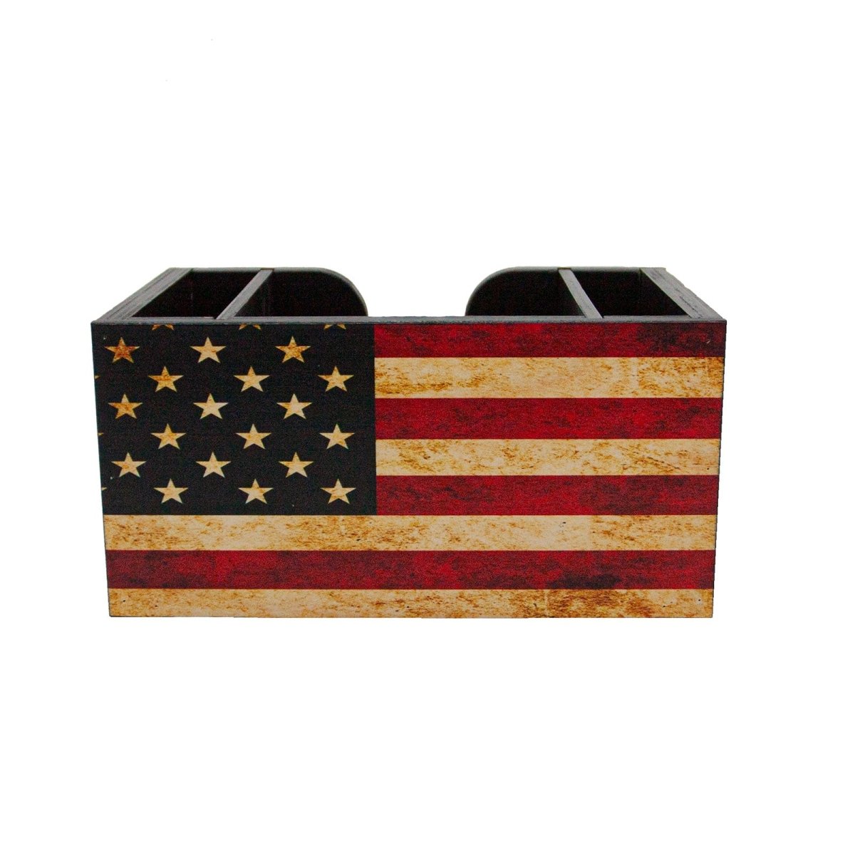 Wooden Bar Caddy - Rustic American Flag — Bar Products