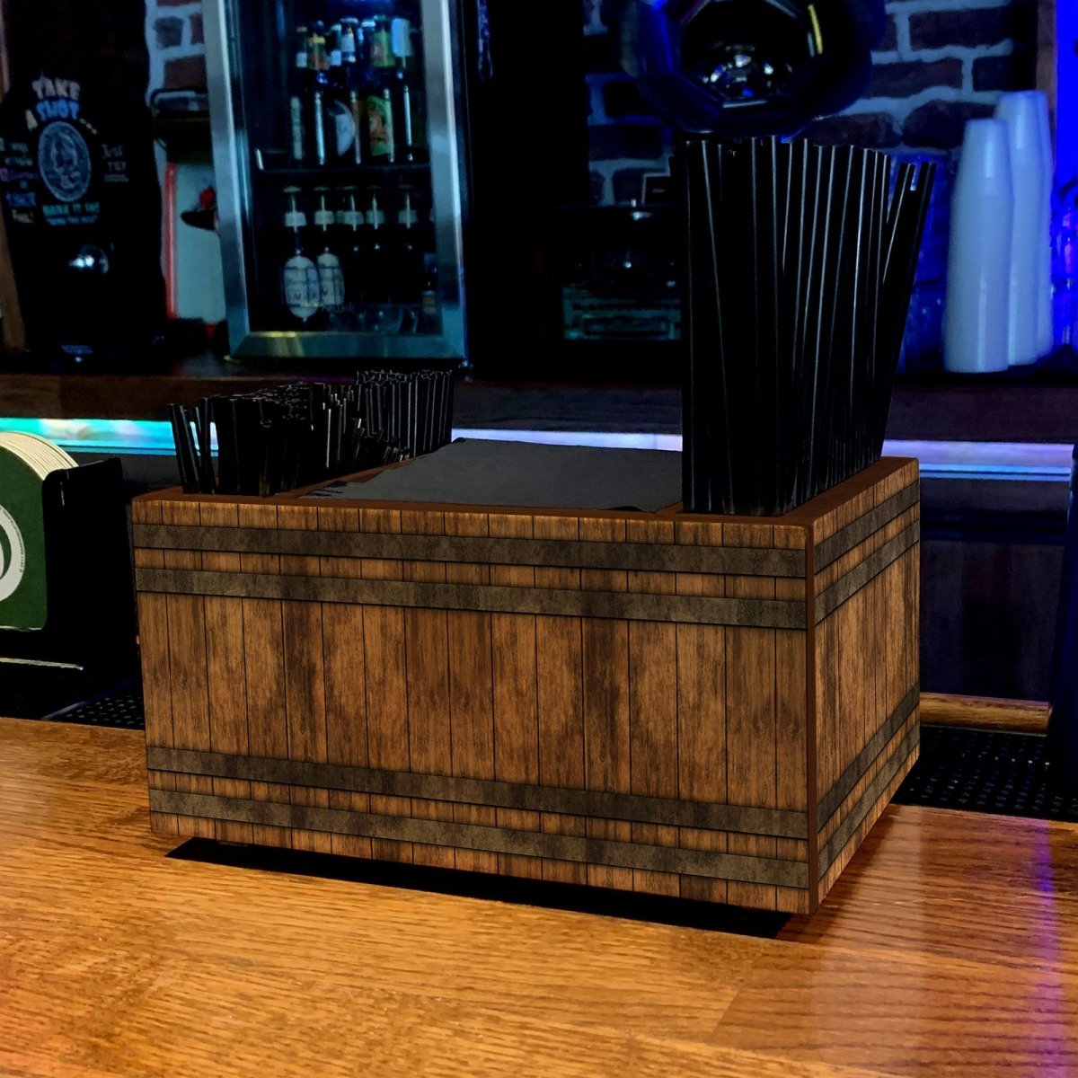 Wooden Bar Caddy - Rustic Wooden Barrel — Bar Products