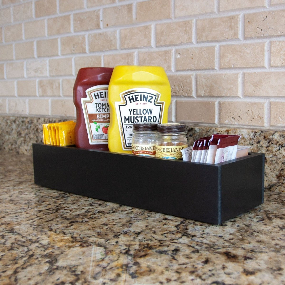 Wooden Condiment Caddy - Black Stain - Bar Products — Bar Products