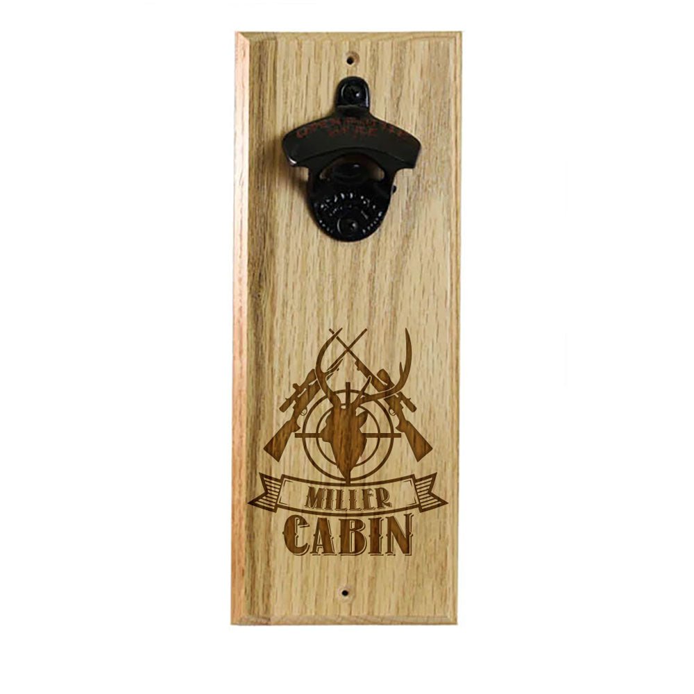 Custom Engraved Wooden Wall Bottle Opener w/ Magnetic Cap Catcher ...