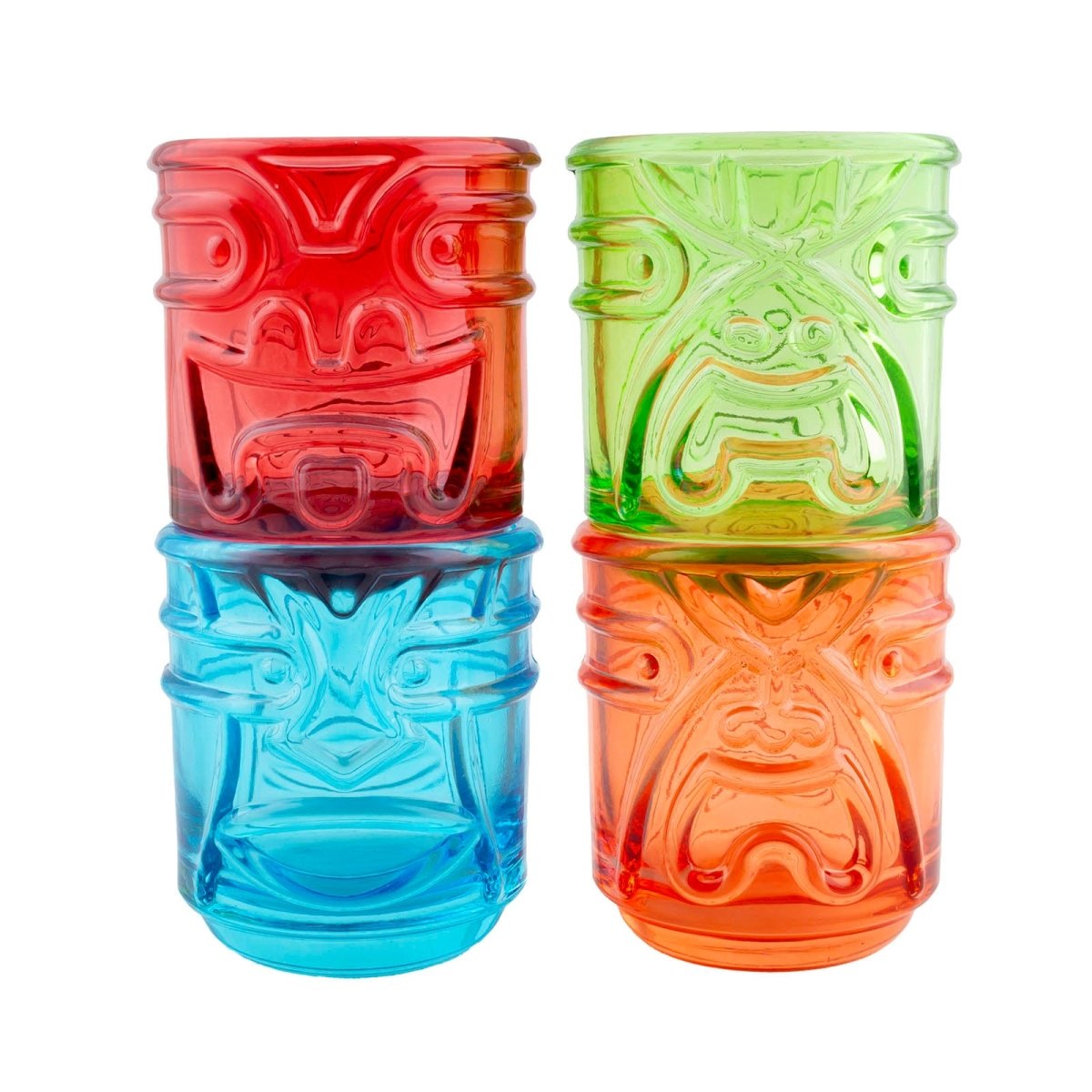 Colored Tiki Stacking Tumblers (12oz) - Set of 4 — Bar Products