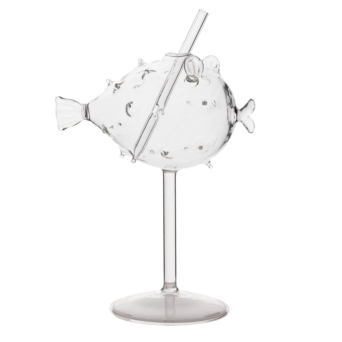 BarConic® Puffer Fish Glass w/straw - glassware — Bar Products