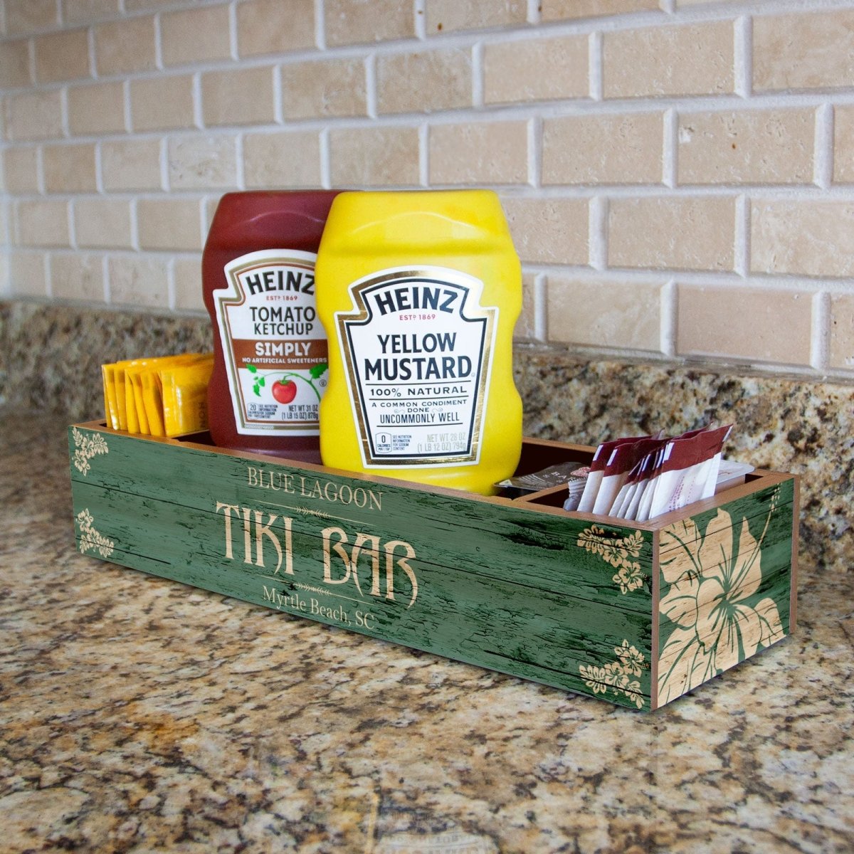 Custom Wooden Condiment Caddy - Tiki Bar — Bar Products