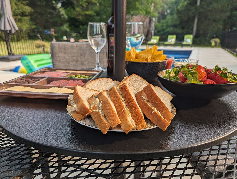Outdoor Lazy Susan With Hole For Umbrella — Bar Products