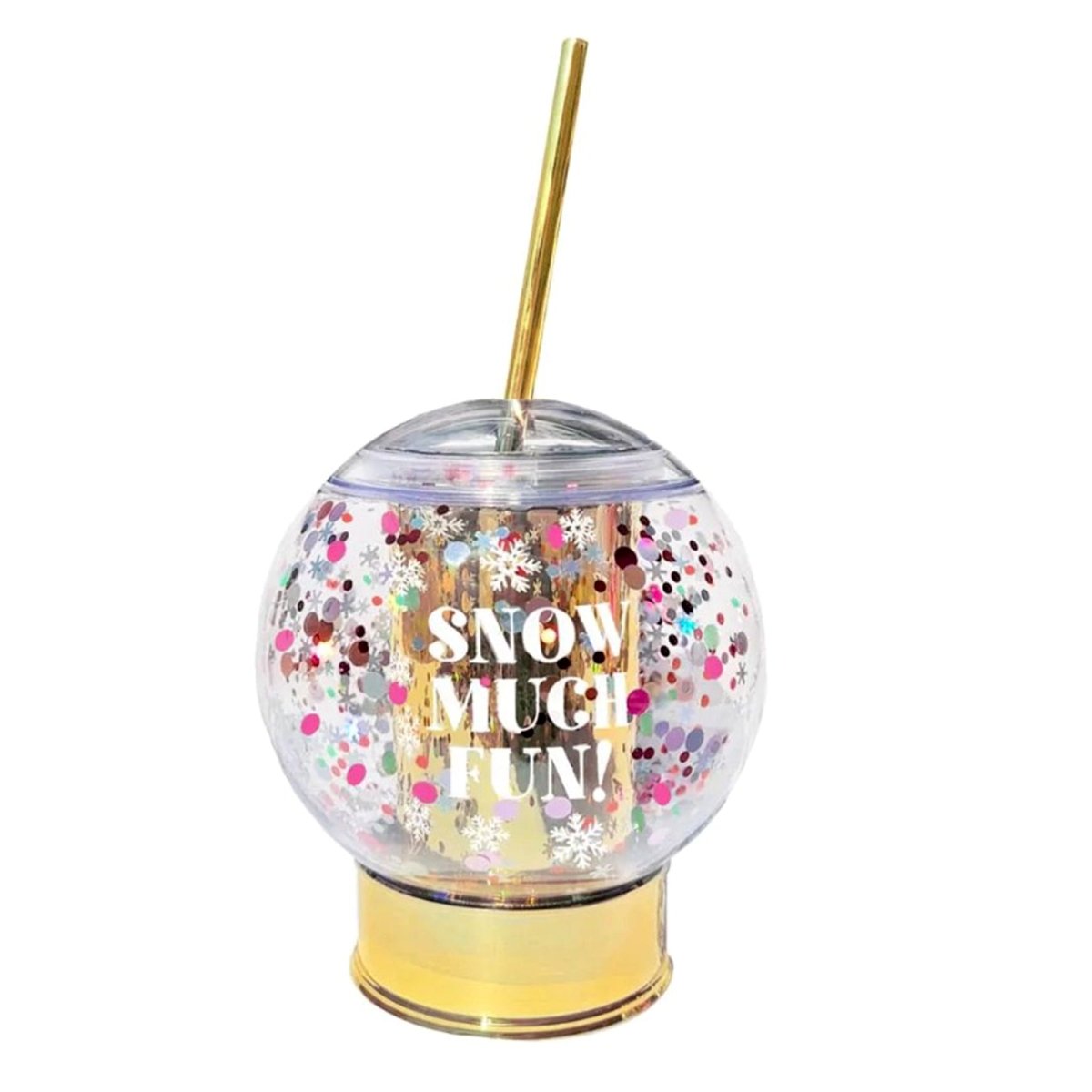 Snow Much Fun Novelty Confetti Snowglobe Cup w/Straw - 12oz. - Bar ...