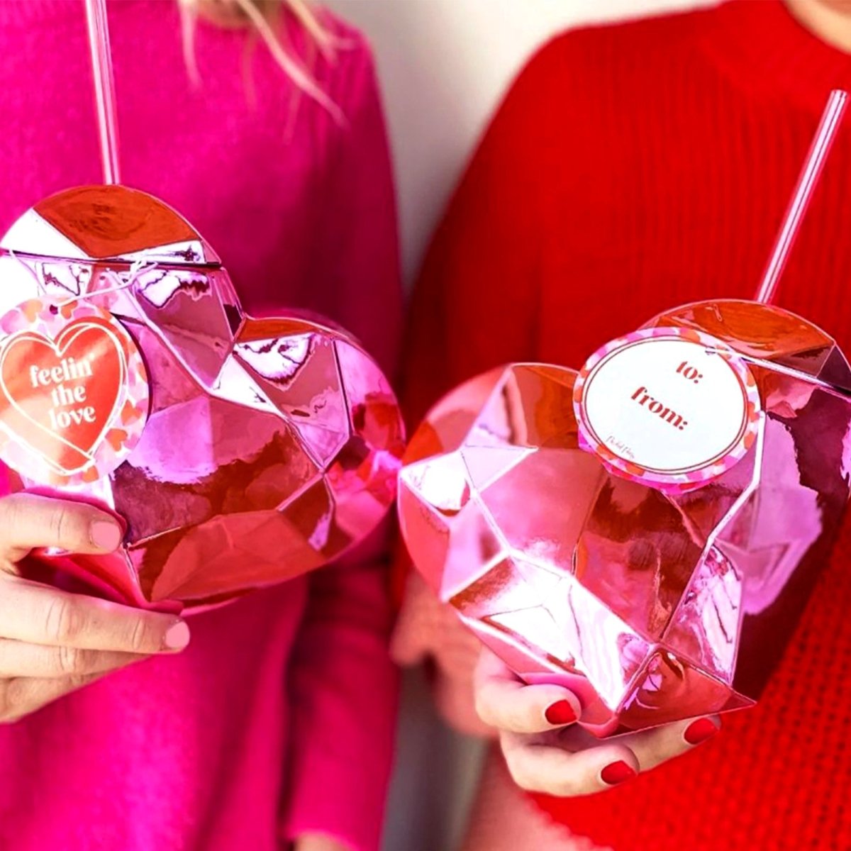 Pink Heart Shaped Novelty Cup w/Lid & Straw - 20 oz. — Bar Products