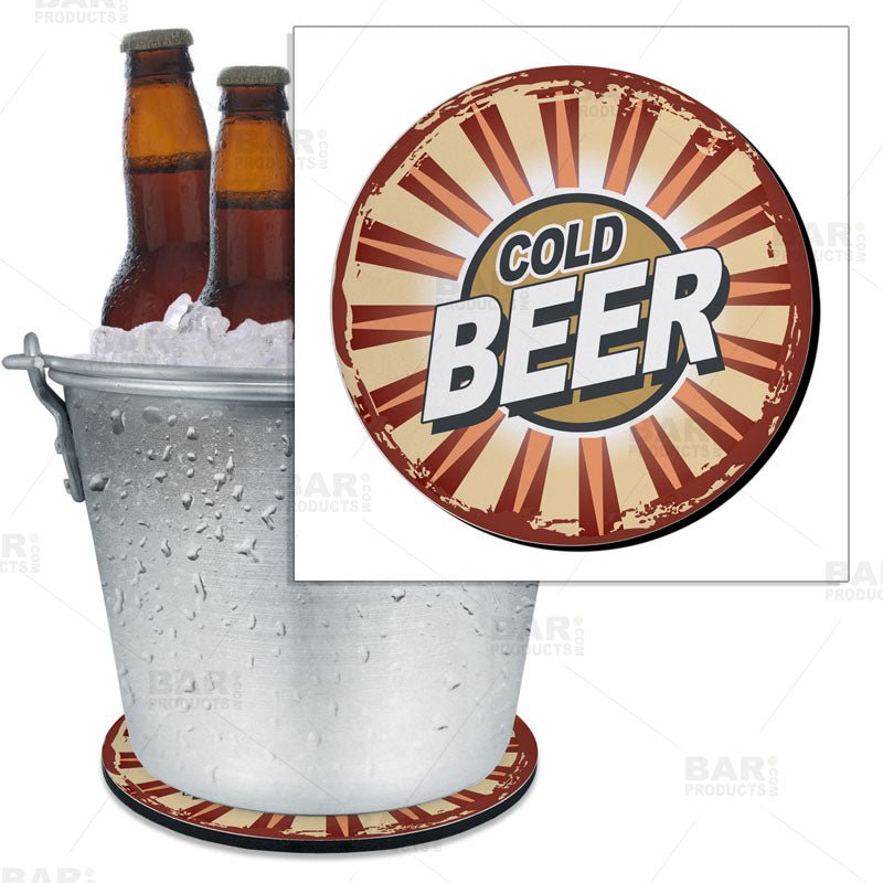 Beer Bucket Coaster - Retro Cold Beer - 8.75" Diameter (Reuseable ...
