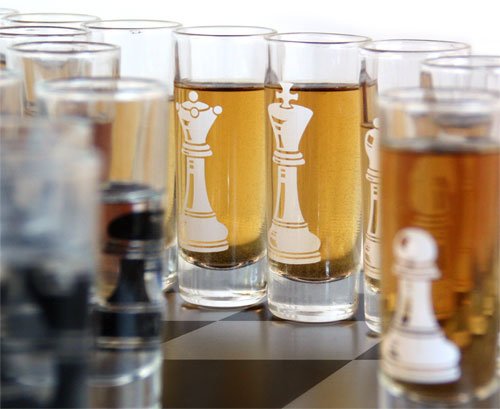 Shot Glass Chess Set - 2 ounce Tall Shot Glasses - 32 piece — Bar Products