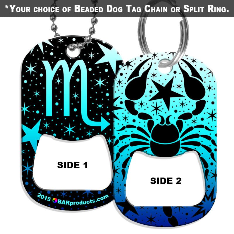 Dog Tag Bottle Opener - Zodiac Sign - Scorpio - Bar Products — Bar Products