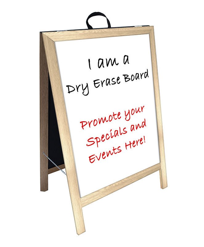A-Frame Sidewalk Dry Erase Whiteboard – Double Sided - Natural Wood Fr ...