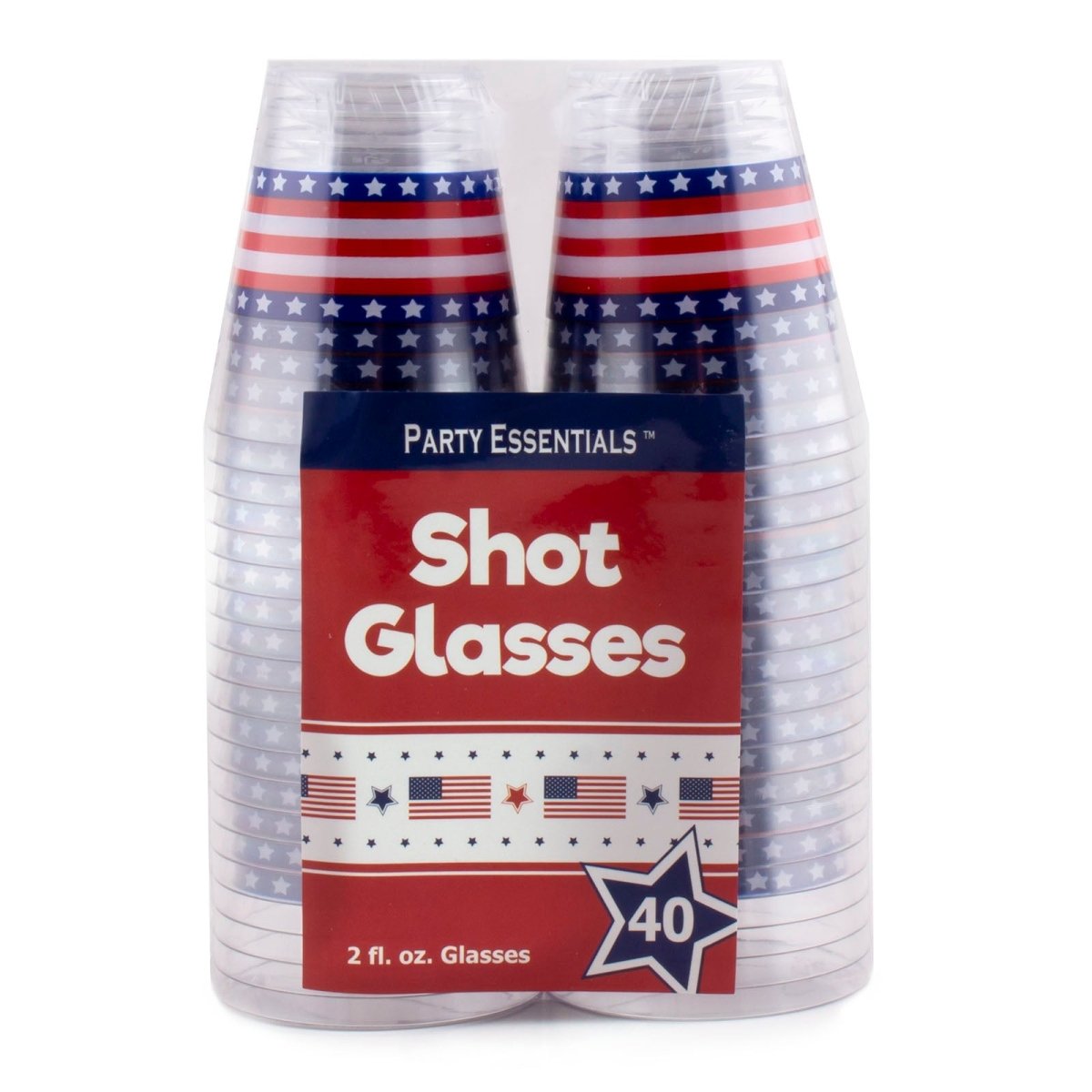Flag Print Shot Glasses - 40ct. - 2 ounce — Bar Products