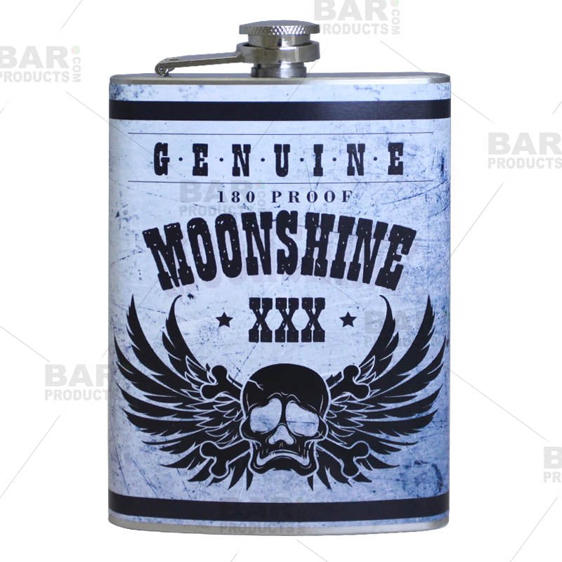 Stainless Steel Hip Flask - Moonshine Design - Several Size Options ...