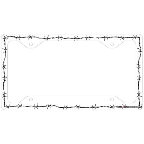 License Plate Frame - White Barbed Wire — Bar Products