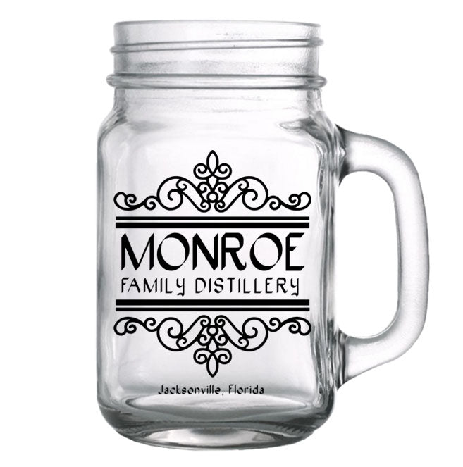 CUSTOMIZABLE - 16oz Mason Jar with Handle - Calligraphy - Bar Products ...