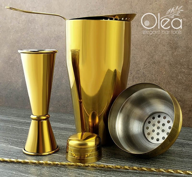 Olea™ Bar Set - Gold Plated - 4 Piece (Bar Spoon Tip Option) — Bar Products