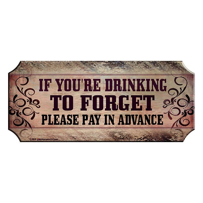 Wood Plaque Kolorcoat™ Bar Sign - Pay in Advance - Bar Products — Bar ...
