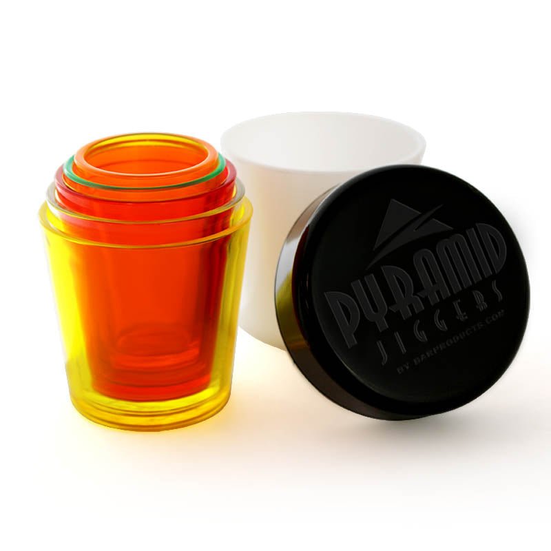Pyramid™ Jiggers - Acrylic Multi Colored Stacking Jiggers — Bar Products