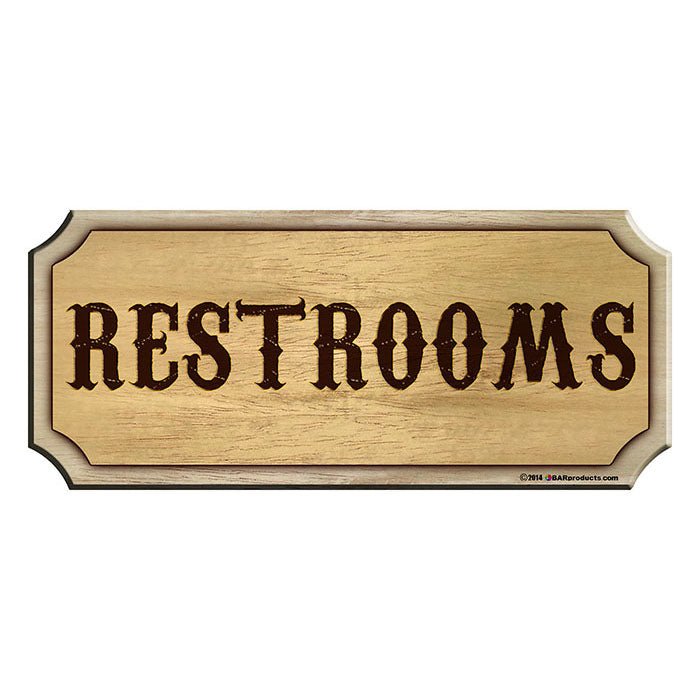 Wood Plaque Kolorcoat™ Bar Sign - RESTROOMS — Bar Products