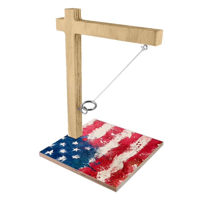 Small Tabletop Ring Toss Game - Grunge Flag — Bar Products