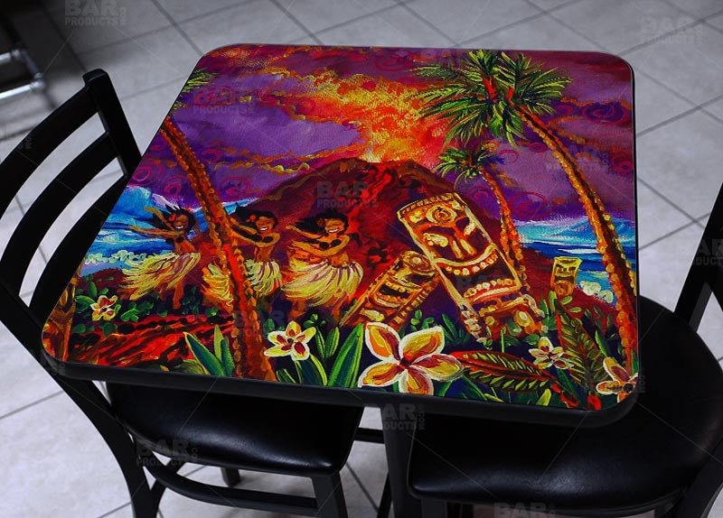 Tiki Hulu Show Square Wooden Table Top - Two Sizes Available — Bar Products