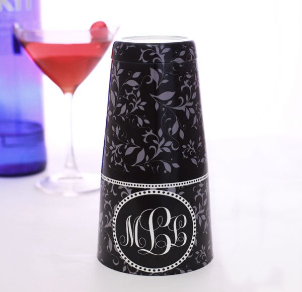 ADD YOUR NAME - Cocktail Shaker Tin - 28 oz weighted - Gray Swirls Mon ...