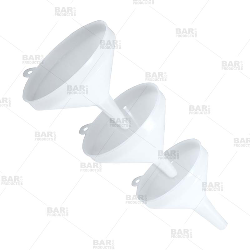 White Plastic Funnels — Bar Products