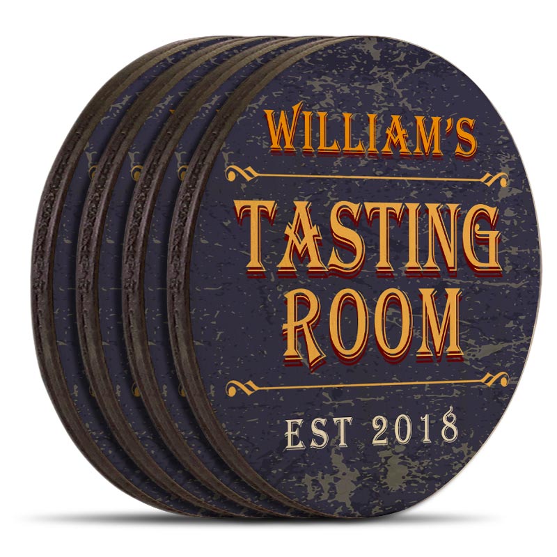 Wooden Round Coasters - Customizable - Tasting Room - Set of 4 - Bar ...