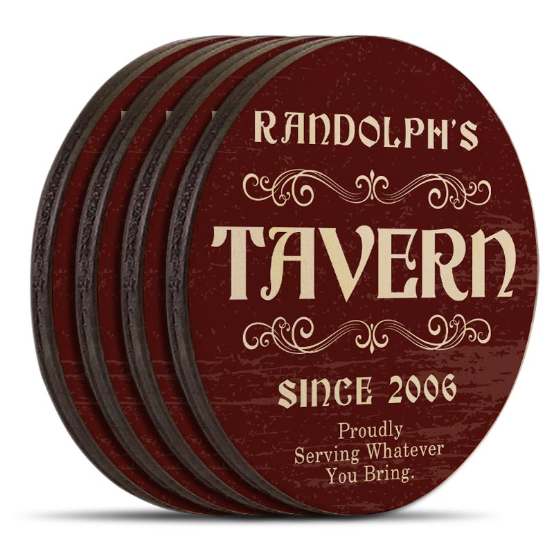 Wooden Round Coasters - Customizable - Tavern Theme - Set of 4 — Bar ...
