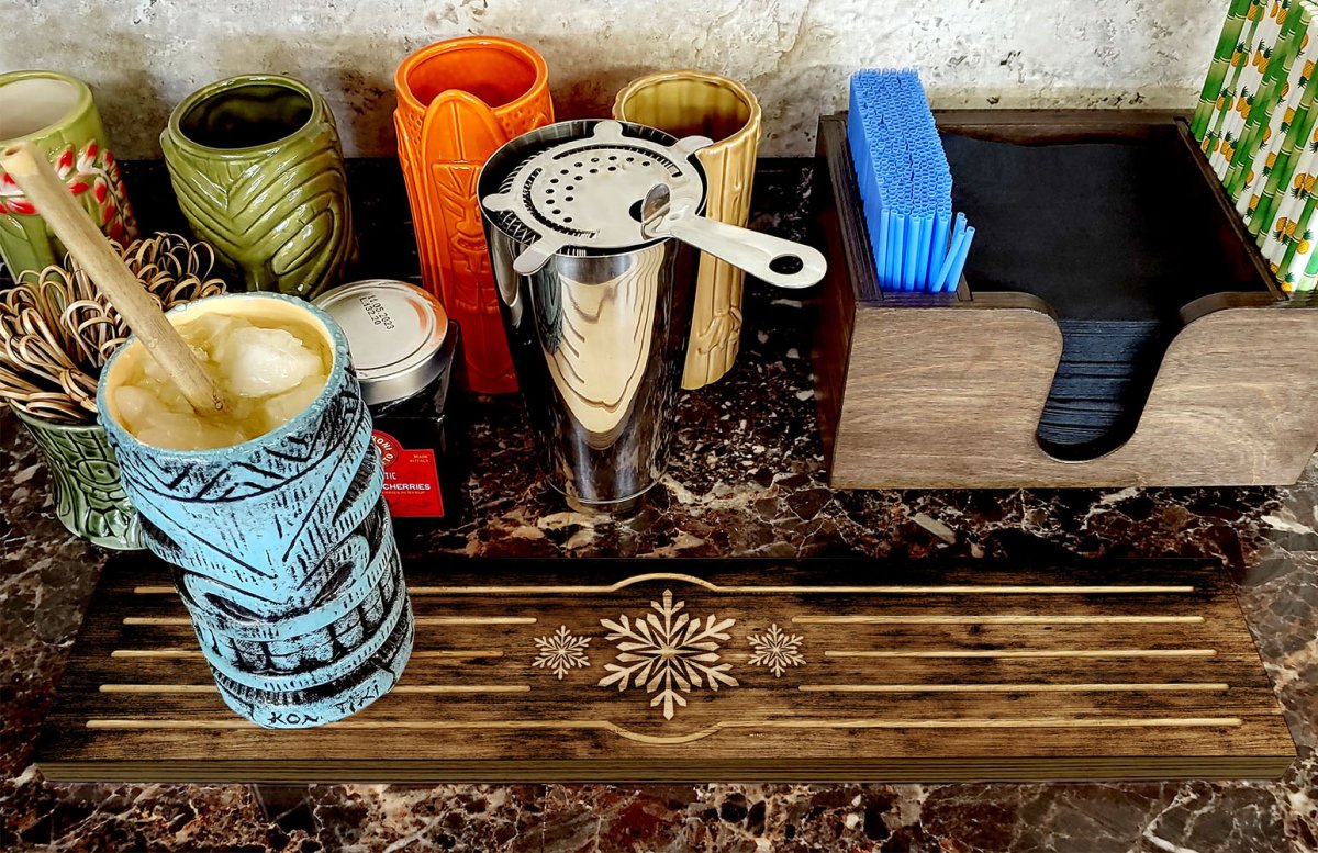 Wooden Drip Tray - Snowflake Design — Bar Products