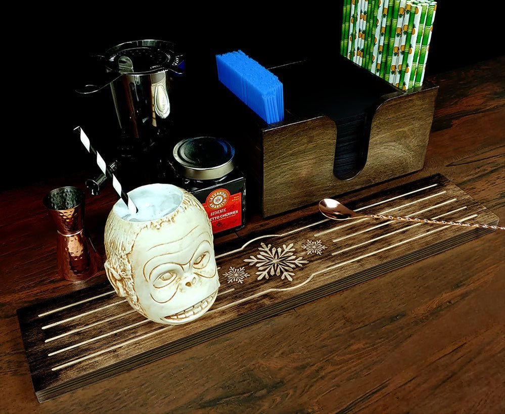 Wooden Drip Tray - Snowflake Design — Bar Products