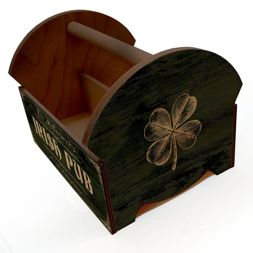 Wooden Condiment Caddy w/ Handle - Customizable Irish Pub Design — Bar ...